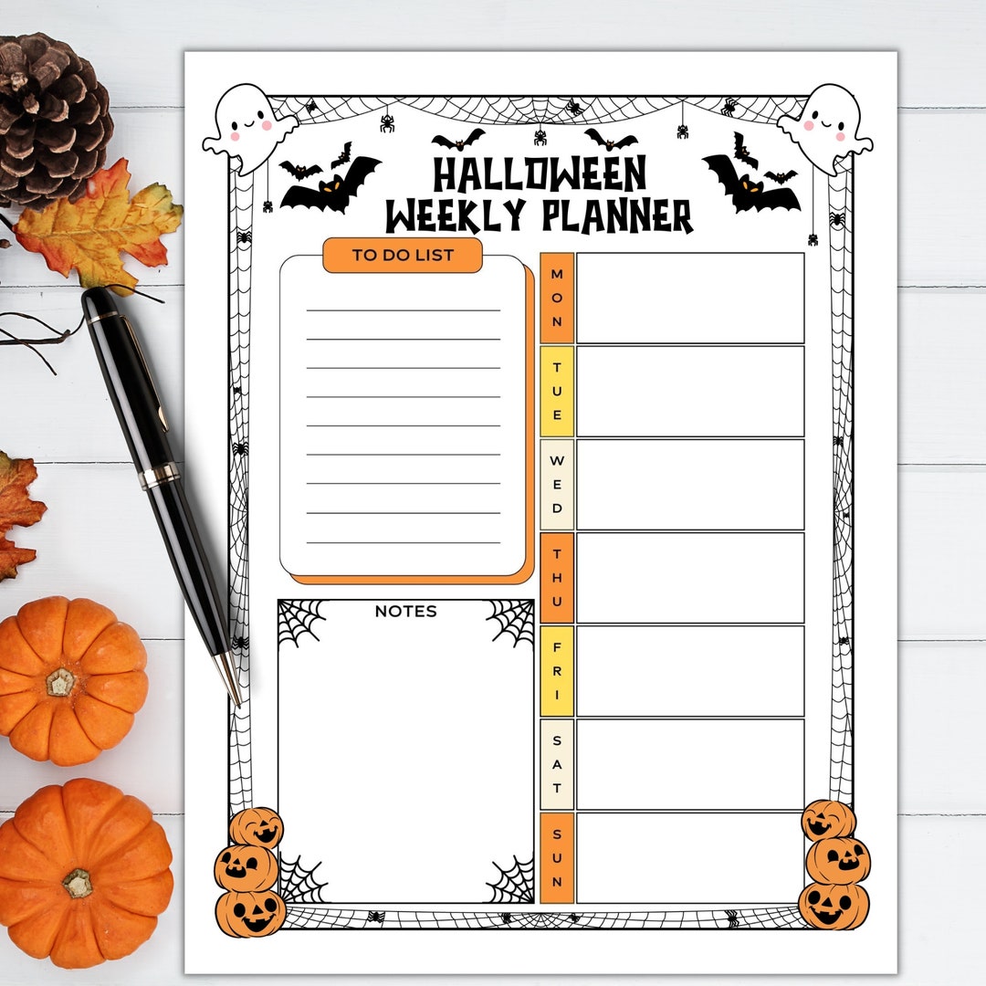 Halloween Weekly Planner Printable Fall Planner Weekly - Etsy
