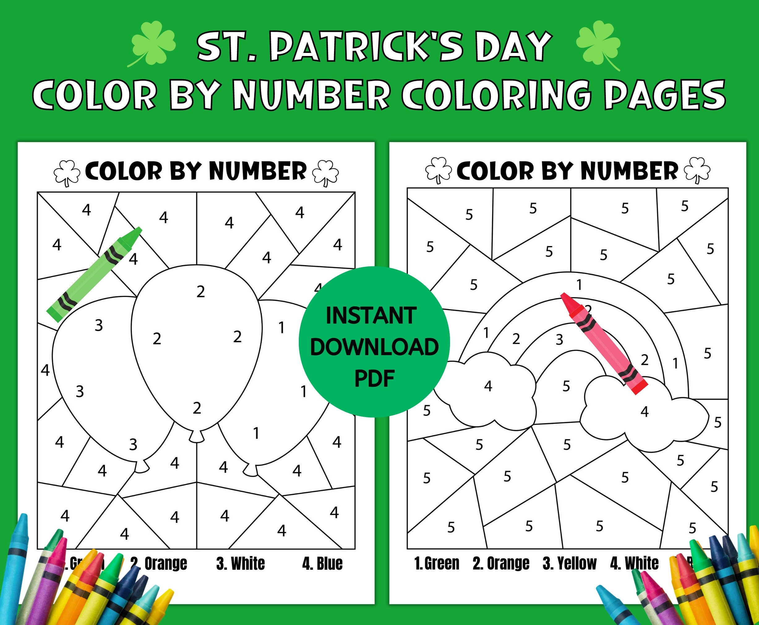 St Patrick's Day Color by Number Coloring Pages, Printable St Patrick's ...