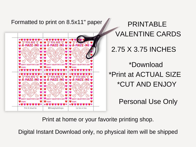 Heart Maze Valentine Cards You Are A-maze-ing , Printable Classroom ...