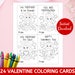Valentine Coloring Cards, Printable Valentine's Day Coloring Cards ...