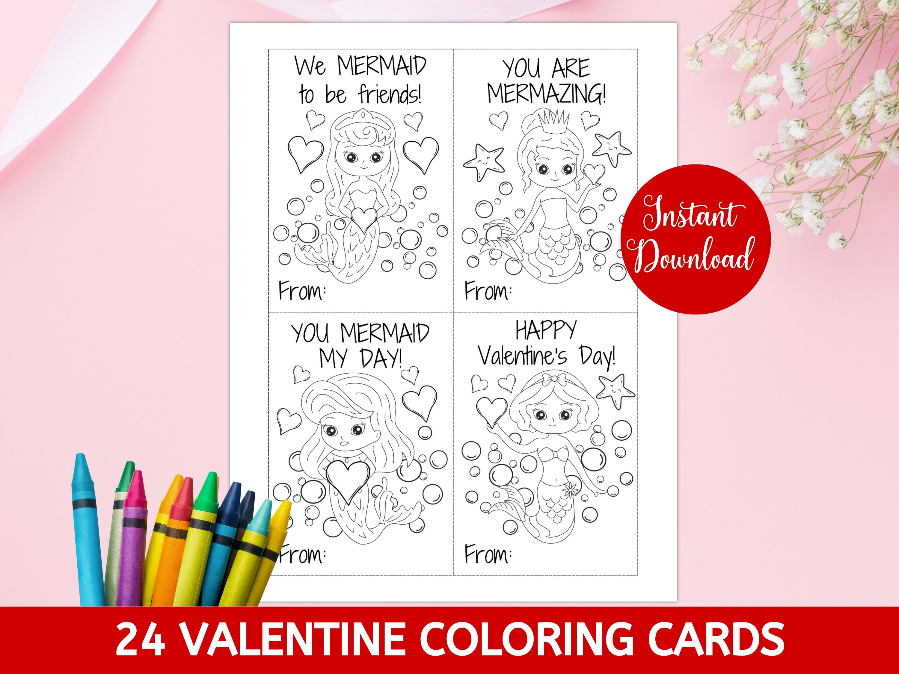 Valentine Coloring Cards, Printable Valentine's Day Coloring Cards ...
