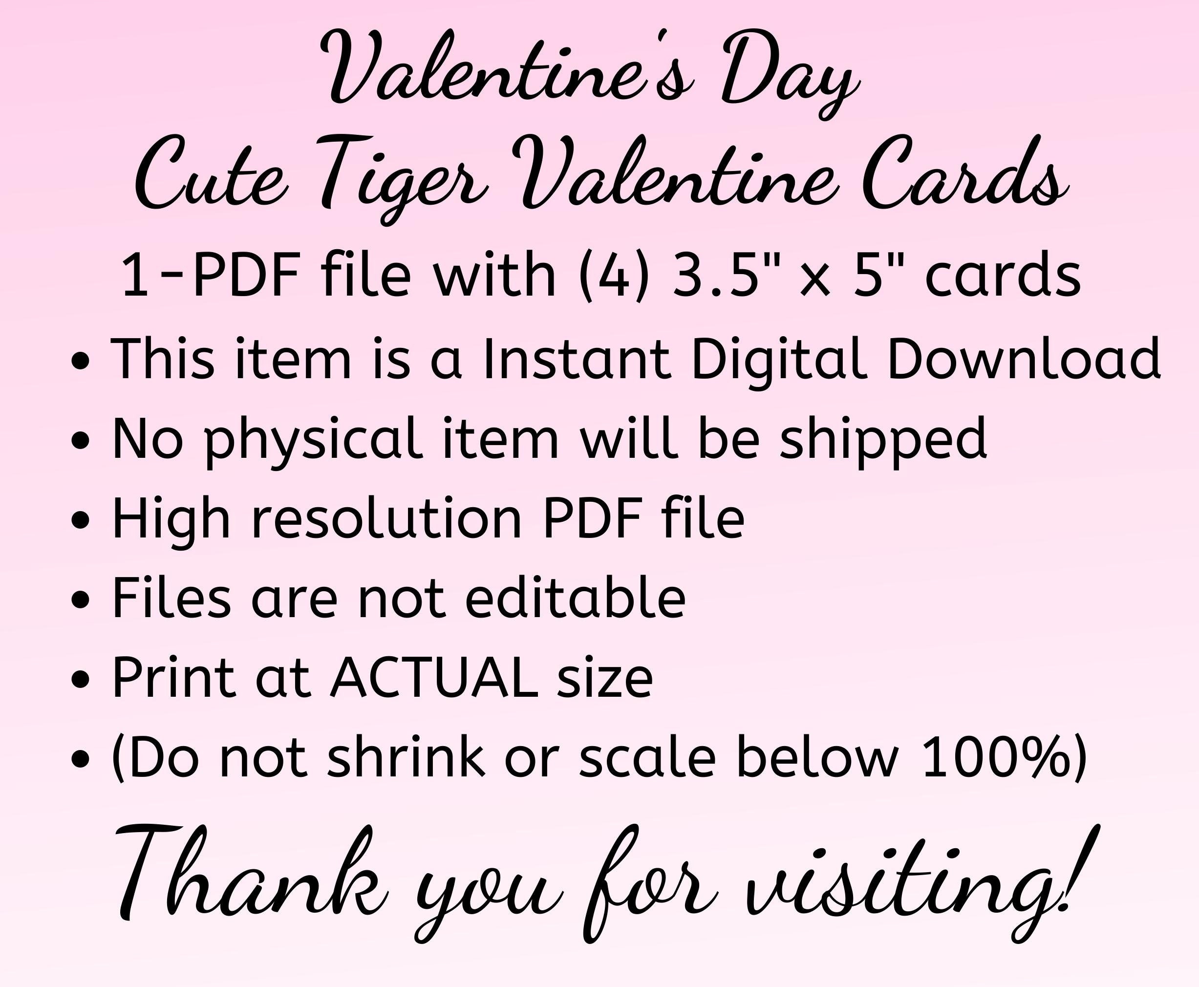 Tiger Valentine's Day Cards Printable, Classroom Valentine's Day Cards ...