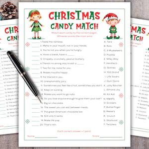 Christmas Candy Match Game, Christmas Party Games, Xmas Candy Match up ...