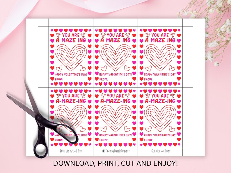 Heart Maze Valentine Cards You Are A-maze-ing , Printable Classroom ...