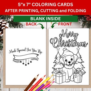 Christmas Coloring Cards, 5 Printable Holiday Cards, Kids Coloring ...