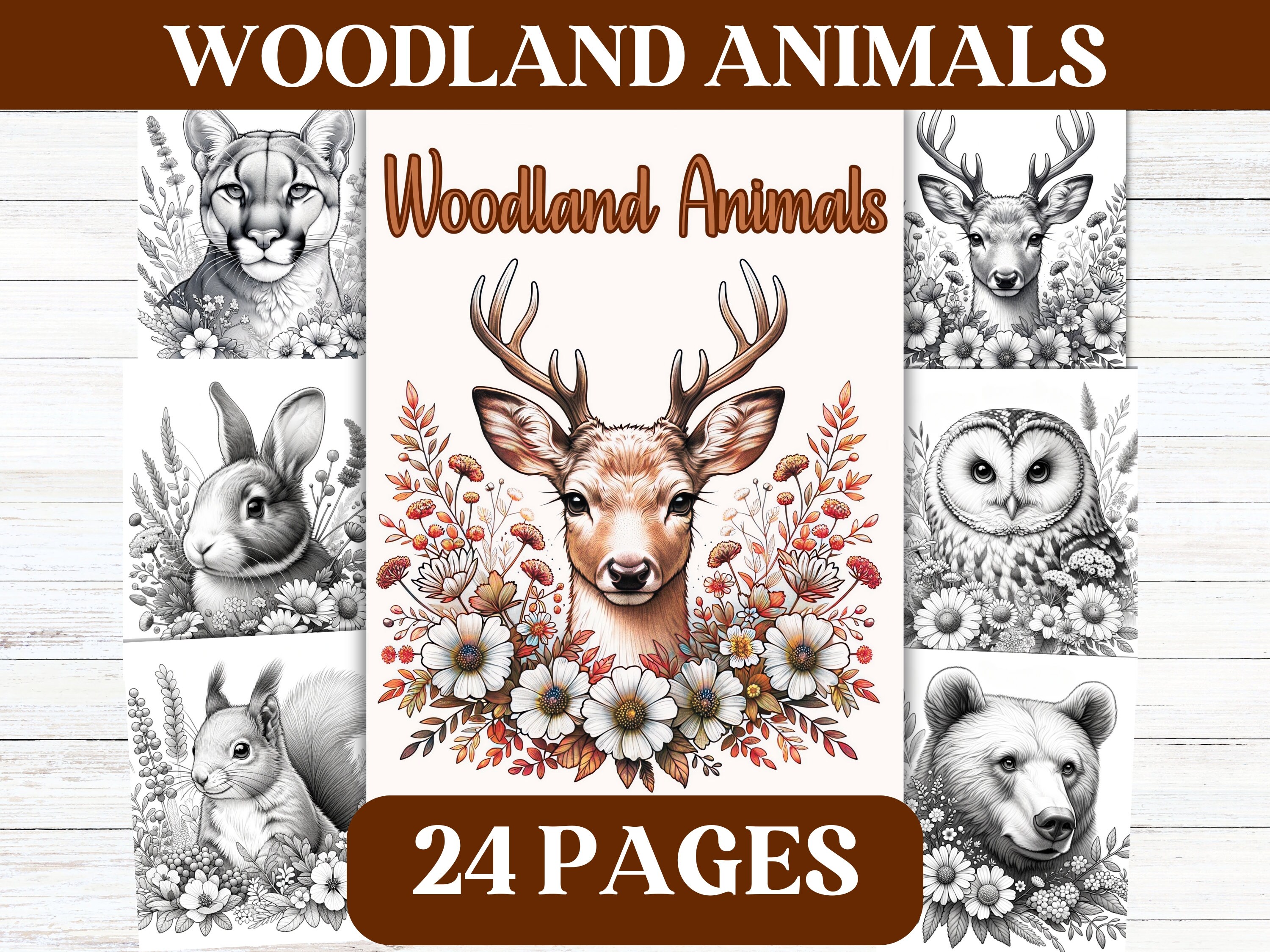 24 Woodland Animals Coloring Pages, Printable Forest Animals Coloring ...