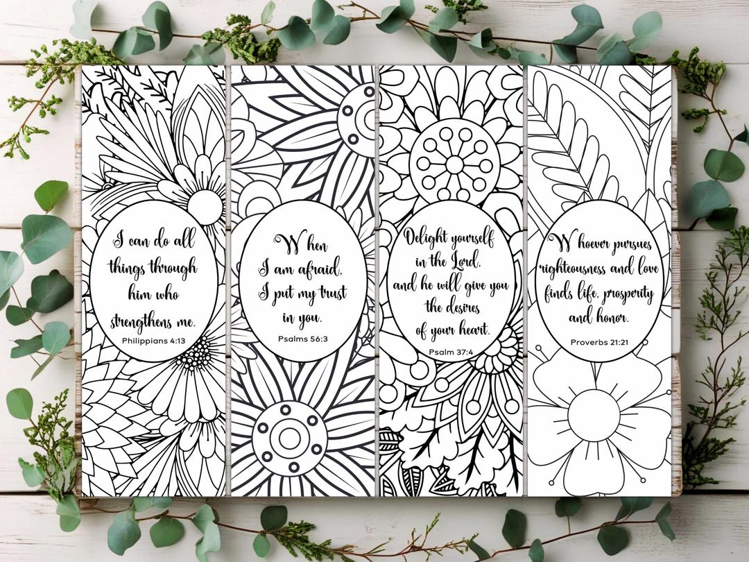 Coloring Bible Verse Bookmarks Set of 4, Printable Coloring Bible ...