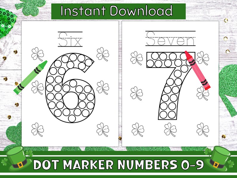 10 St. Patrick’s Day Dot Marker Coloring Pages 0-9 With Number Writing ...
