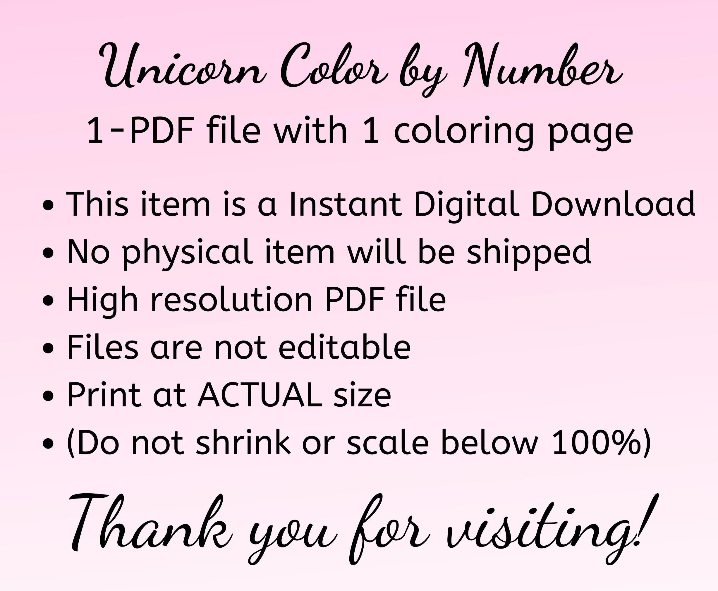 Unicorn Coloring Page, Unicorn Color by Number Coloring Page, Unicorn ...