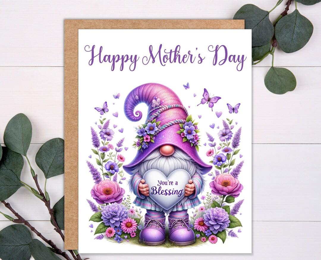 Gnome Mother's Day Card, Happy Mother's Day Card, Mother's Day Gnome ...