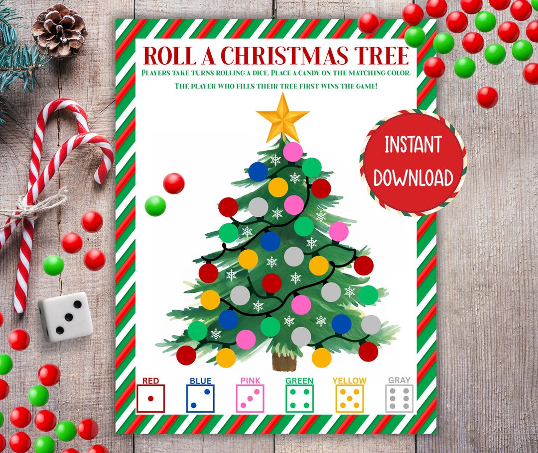 Roll A Tree Christmas Game, Printable Christmas Party Game, Roll A Tree ...