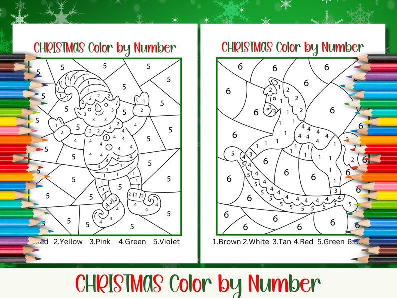 Christmas Color by Number, Kids Christmas Coloring Pages, Christmas ...