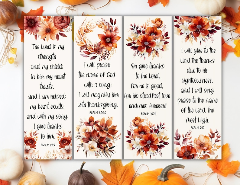PSALM Bible Verse Bookmarks Set of 4, Printable Christian Bookmarks ...