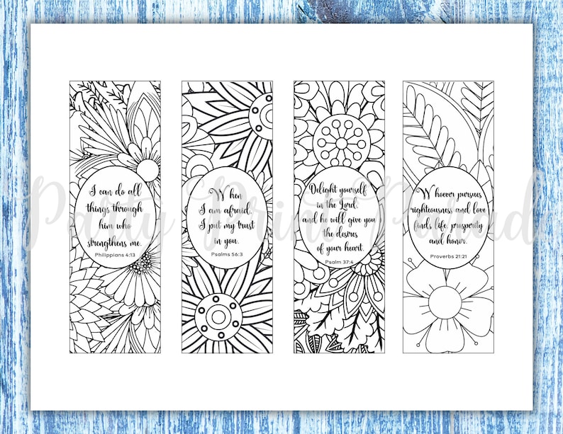 Coloring Bible Verse Bookmarks Set of 4, Printable Coloring Bible ...