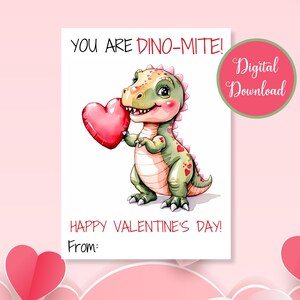 Dinosaur Valentine Cards for Kids, Classroom Valentines, DIY Valentine ...