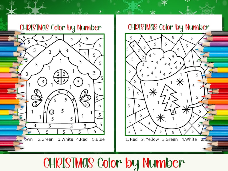 Christmas Color by Number, Kids Christmas Coloring Pages, Christmas ...