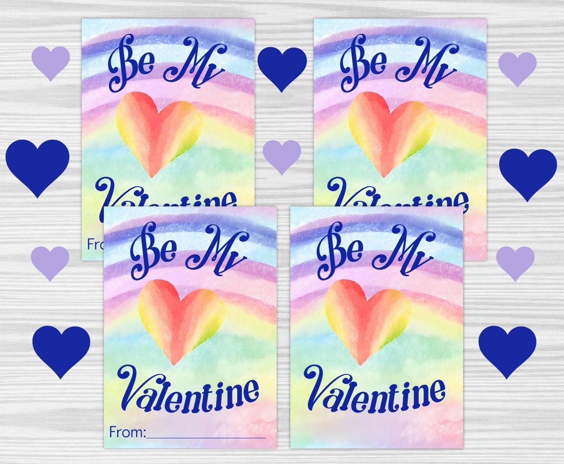 Rainbow Heart Valentine's Day Cards, Printable Valentine Cards ...