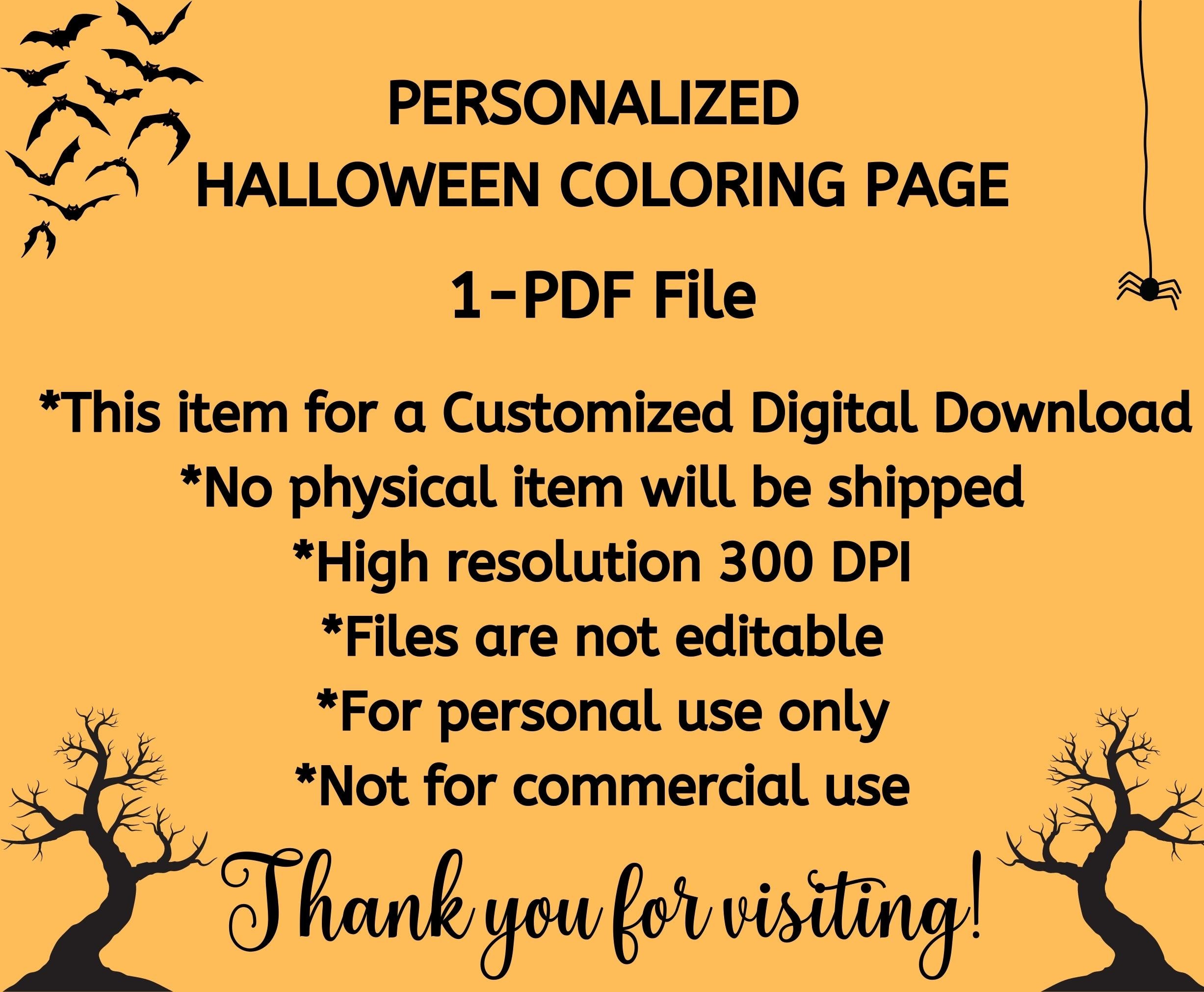 Personalized Halloween Coloring Page, Custom Name Halloween Coloring ...