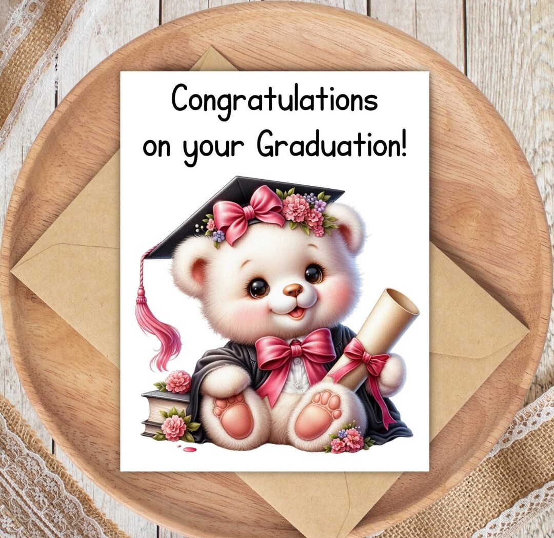 Bear Graduation Card, High School Graduation Card, College Grad Card ...