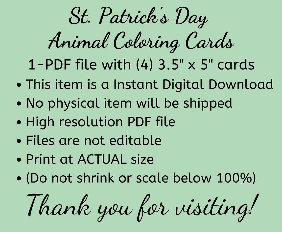 St. Patrick's Day Coloring Cards, Printable St. Patrick's Day Cards ...