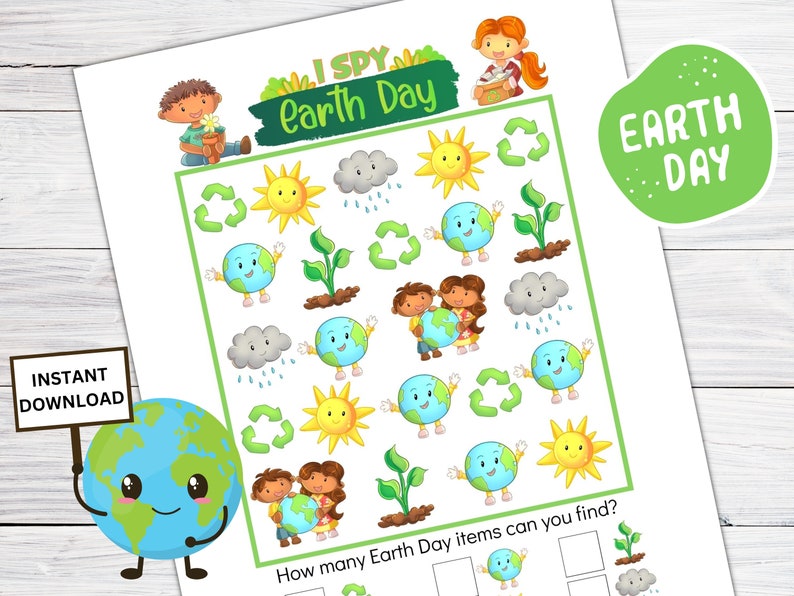 I Spy Earth Day, Printable I Spy Game, Earth Day Party Game, Look and ...