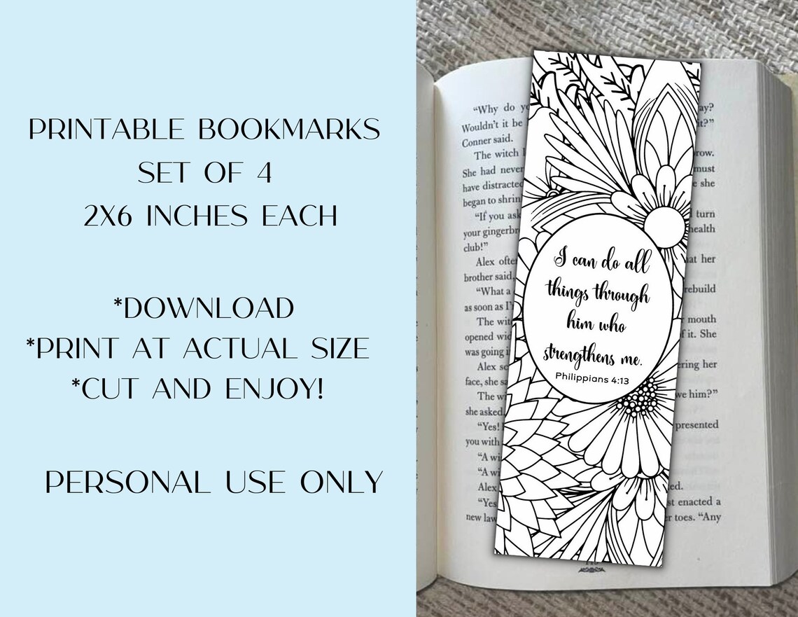 Coloring Bible Verse Bookmarks Set of 4, Printable Coloring Bible ...