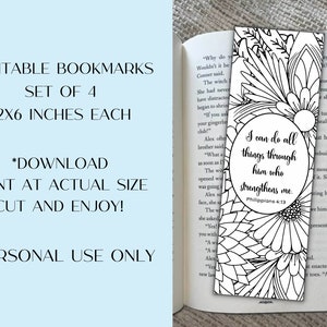 Coloring Bible Verse Bookmarks Set of 4, Printable Coloring Bible ...