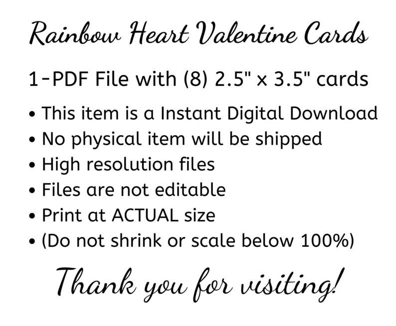 Rainbow Heart Valentine's Day Cards, Printable Valentine Cards ...