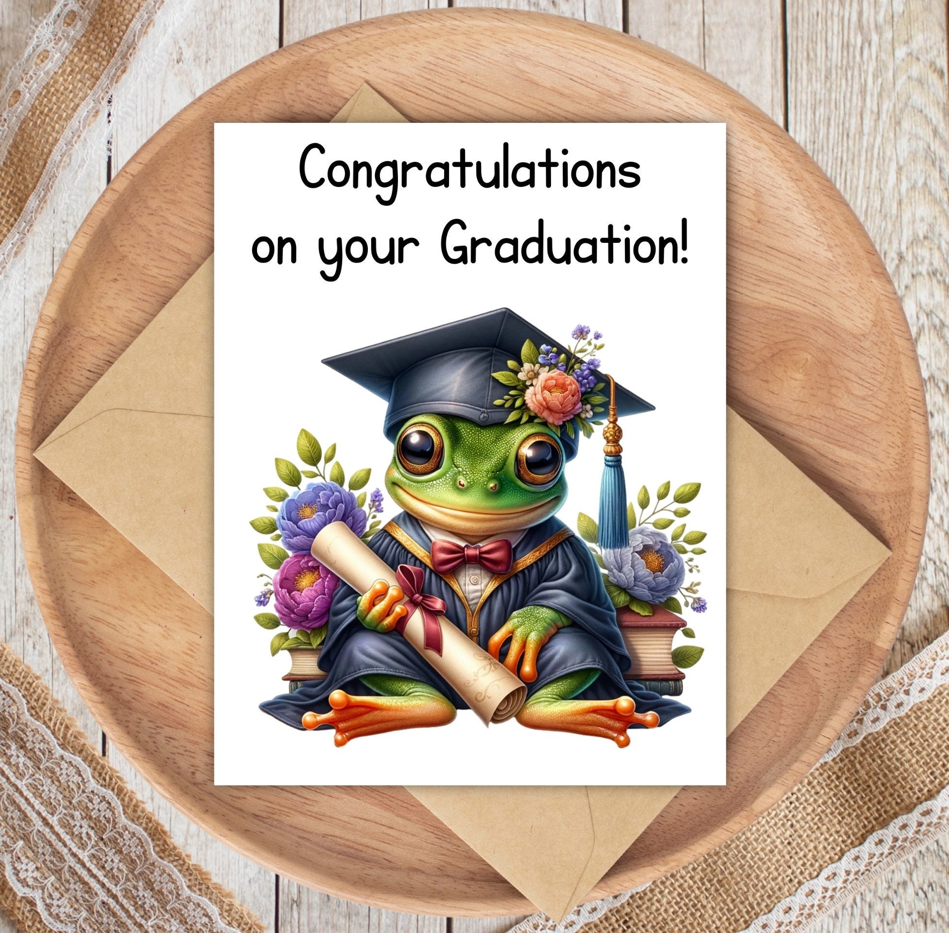 Frog Graduation Card, High School Graduataion Card, College Grad ...