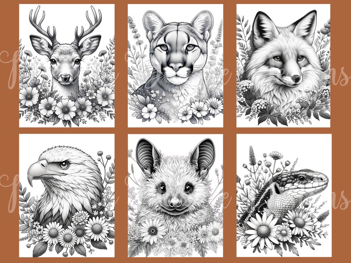 24 Woodland Animals Coloring Pages, Printable Forest Animals Coloring ...