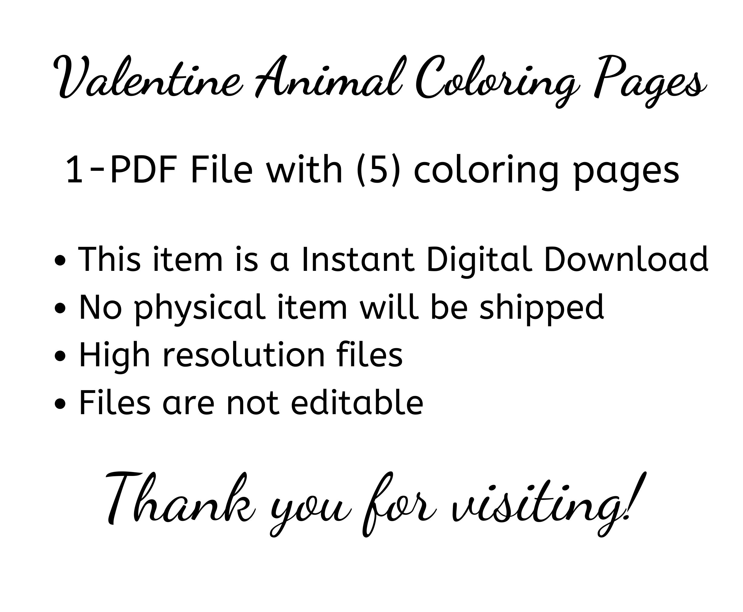 Valentine Animals Coloring Pages, Printable Valentine Coloring Pages ...