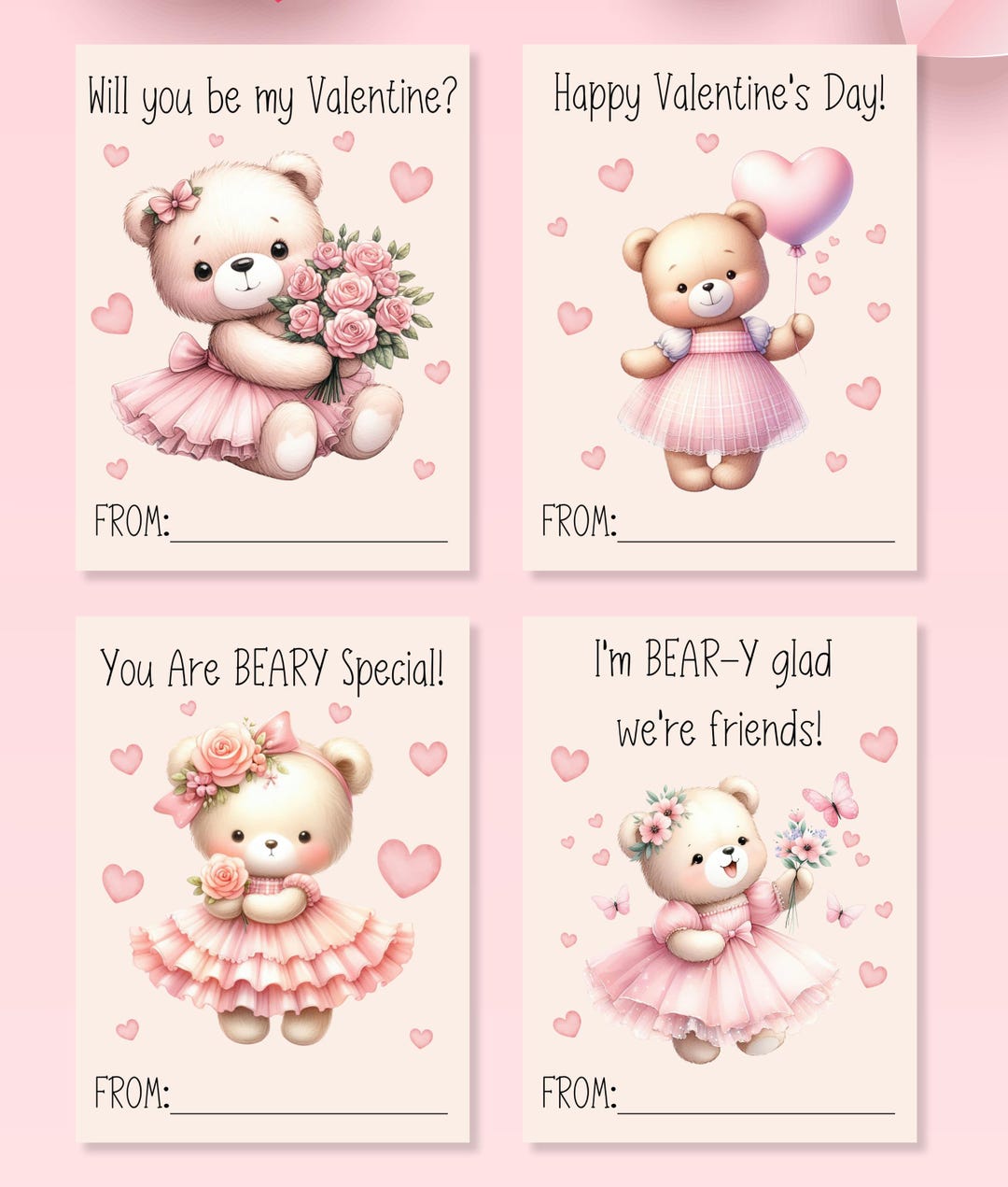Teddy Bear Valentine Cards, Classroom Valentines, Bear Valentine Card ...