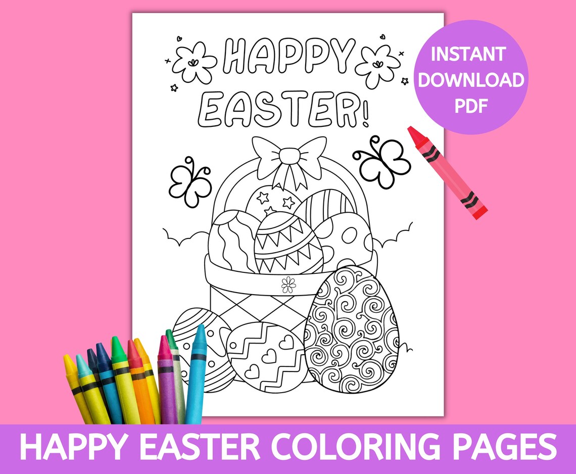 Happy Easter Coloring Pages for Kids, Printable Easter Coloring Pages ...