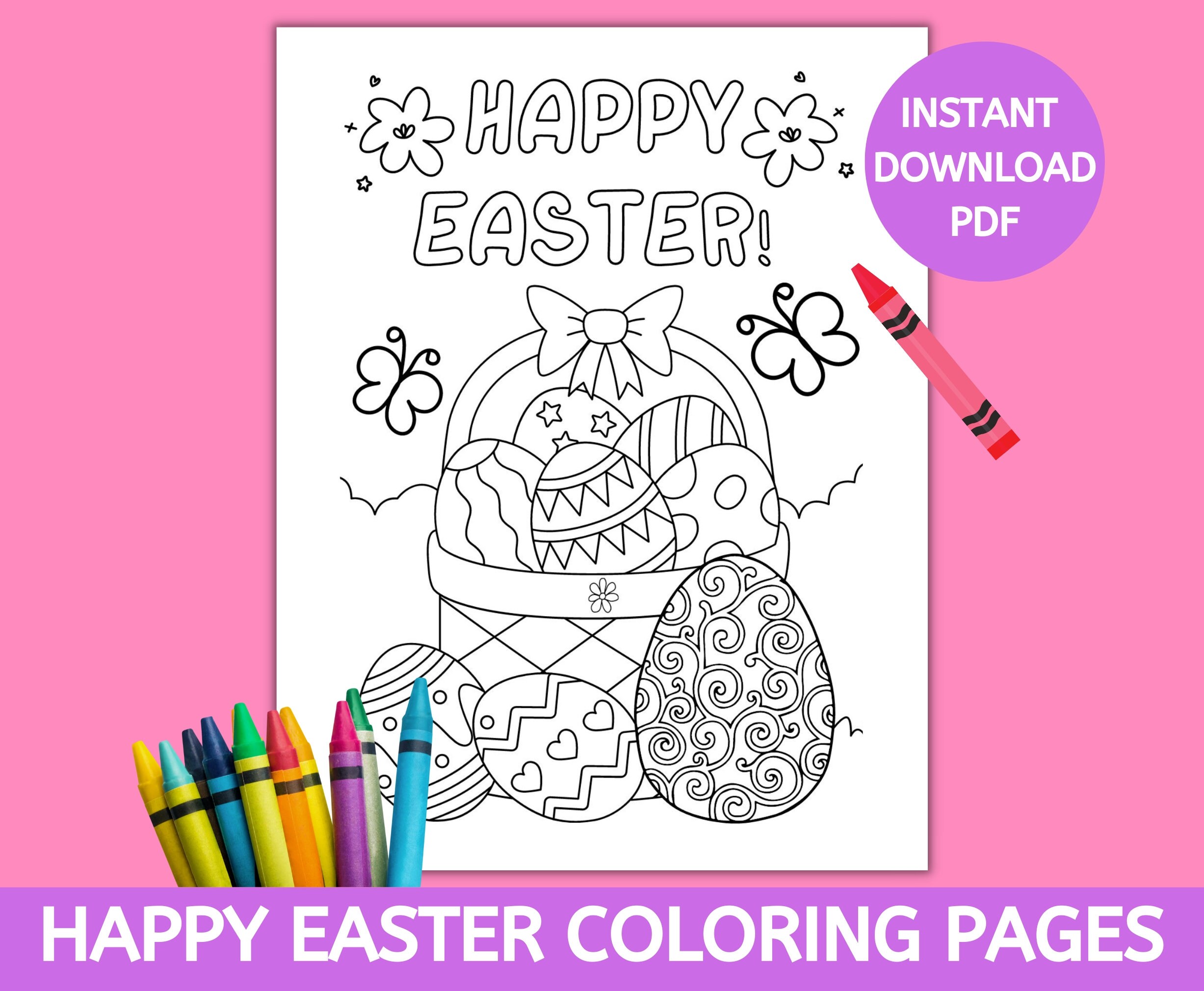 Happy Easter Coloring Pages for Kids, Printable Easter Coloring Pages ...