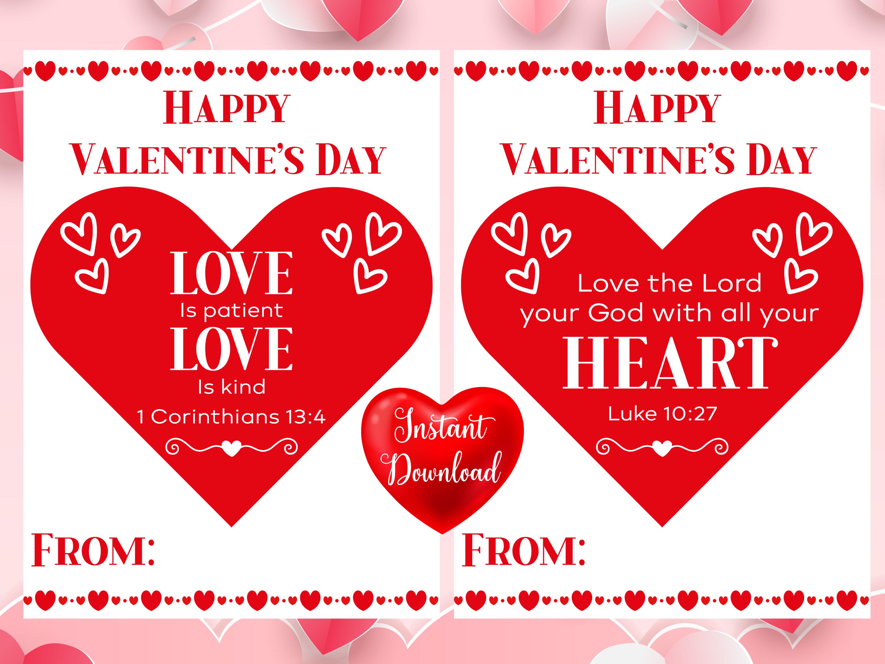 Kids Bible Verse Valentine Cards, Christian Valentine Cards, Sunday ...