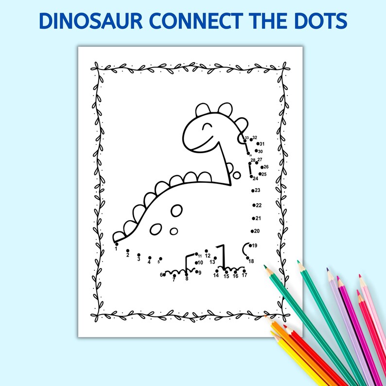 Dinosaur Dot to Dot Worksheet Connect the Dots Coloring Printable Dot ...