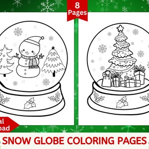Snow Globe Coloring Pages, Christmas Coloring Pages, Christmas Activity ...