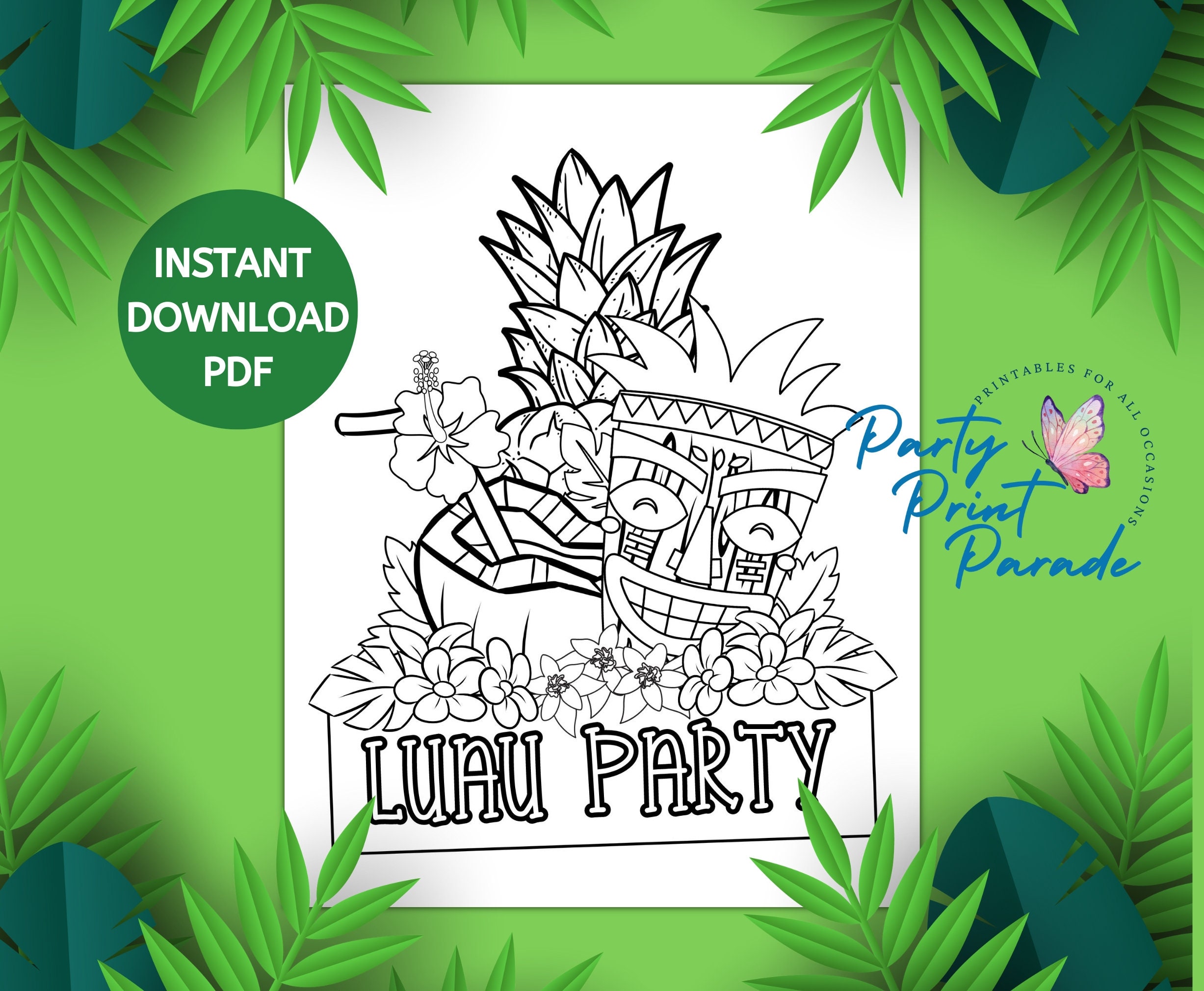 Coloriages Luau Party Coloriages Luau hawaïens Coloriages - Etsy France