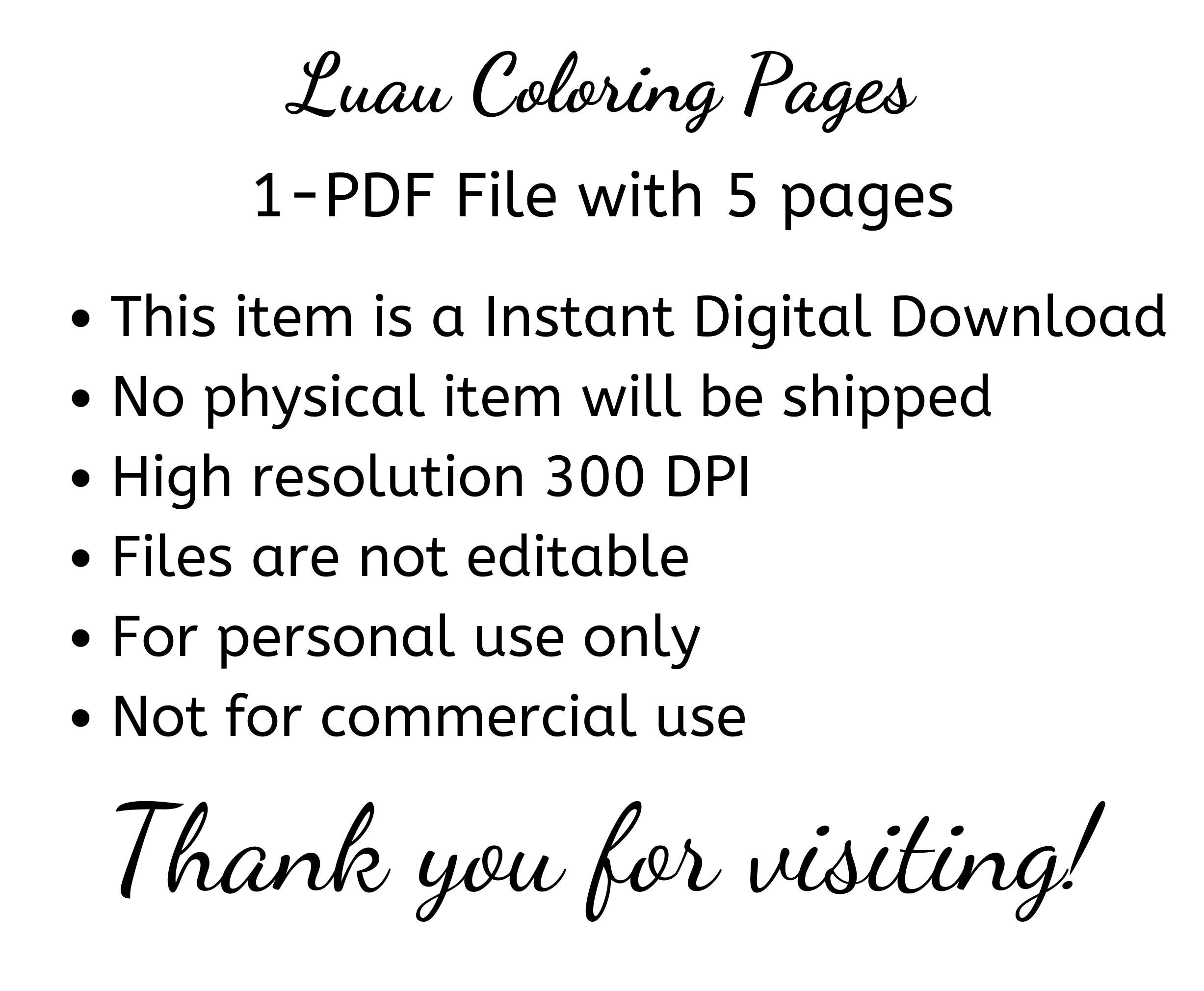 Luau Party Coloring Pages Hawaiian Luau Coloring Pages Summer Coloring Pages Instant Download