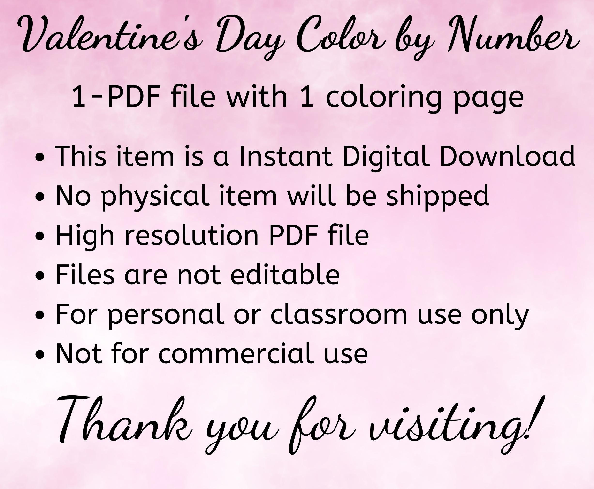 Valentine's Day Color by Number Teddy Bear Hearts and Stars Coloring ...