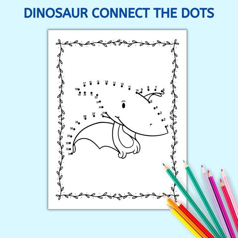 Dinosaur Dot to Dot Worksheet Connect the Dots Coloring Printable Dot ...
