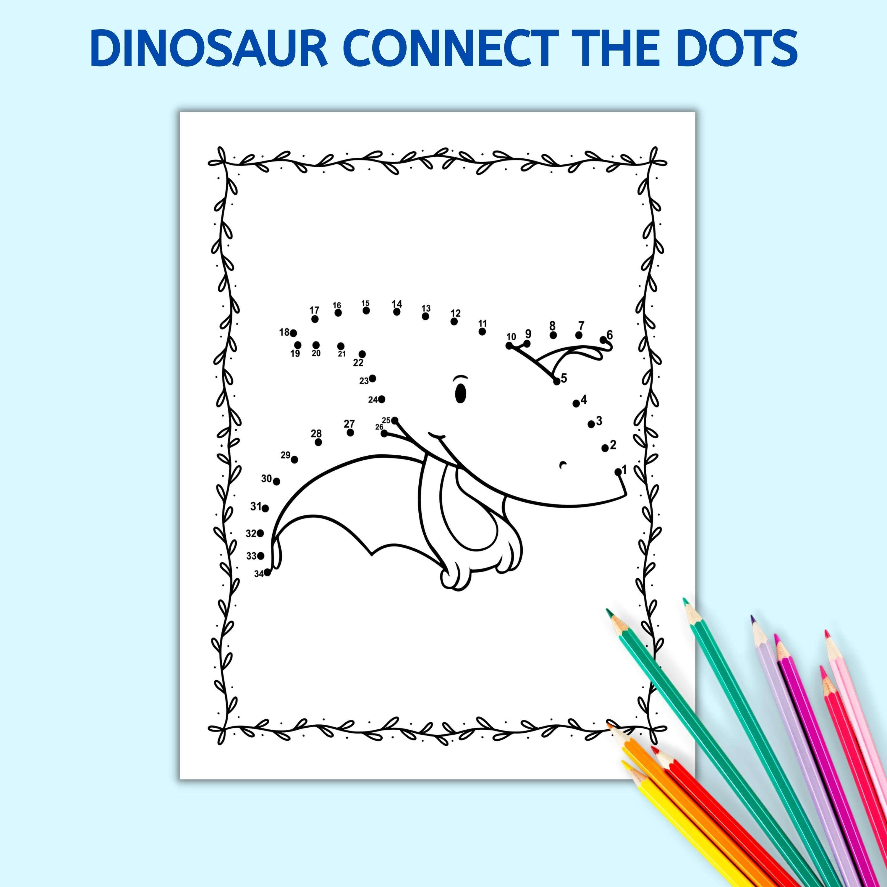 Dinosaur Dot to Dot Worksheet Connect the Dots Coloring Printable Dot ...