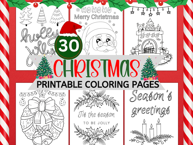 30 Christmas Coloring Pages, Christmas Printable, Kids Christmas ...