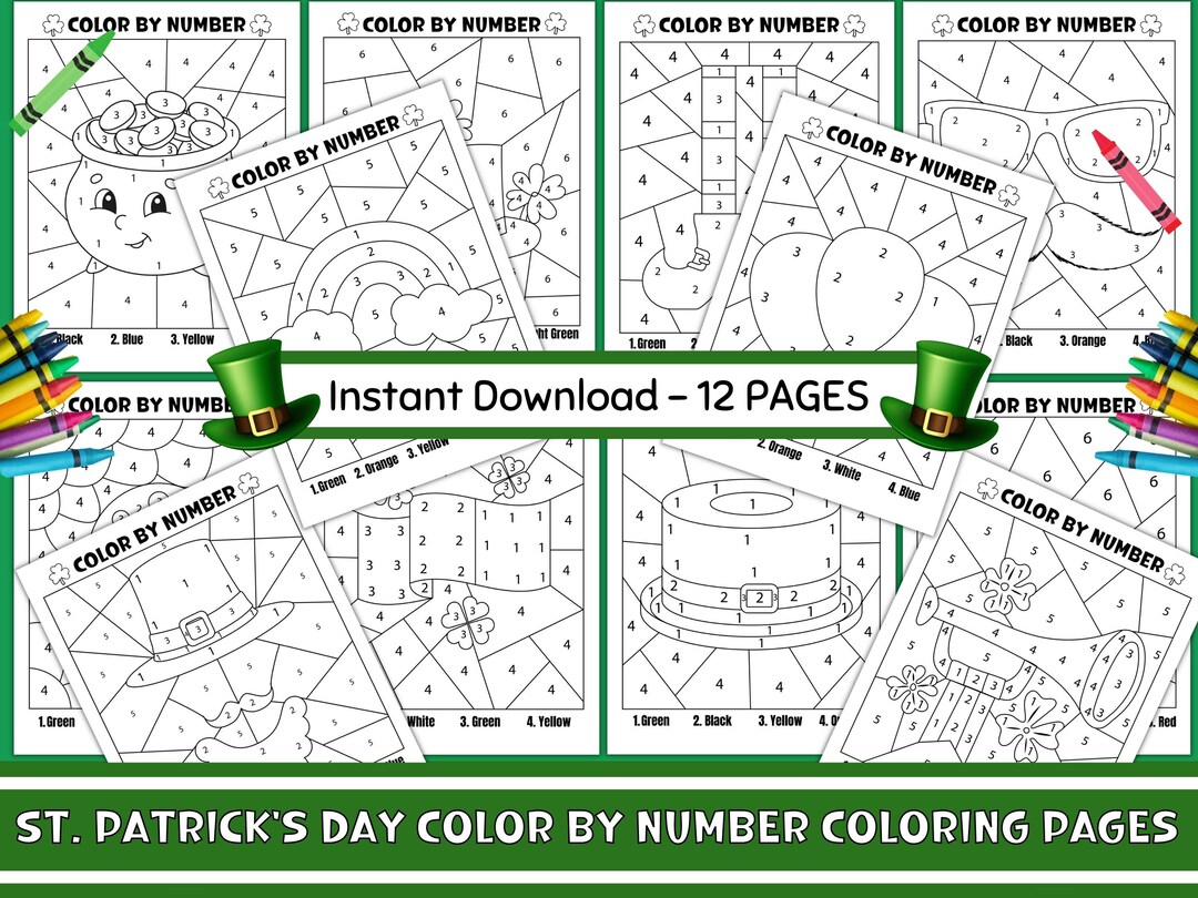 St Patrick's Day Color by Number Coloring Pages, Printable St Patrick's ...