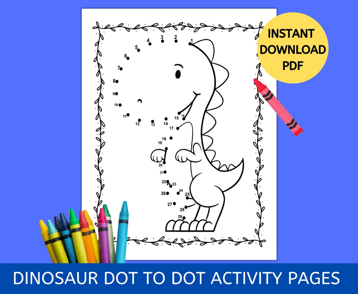Dinosaur Dot to Dot Activity Pages Kids Dinosaur Coloring - Etsy