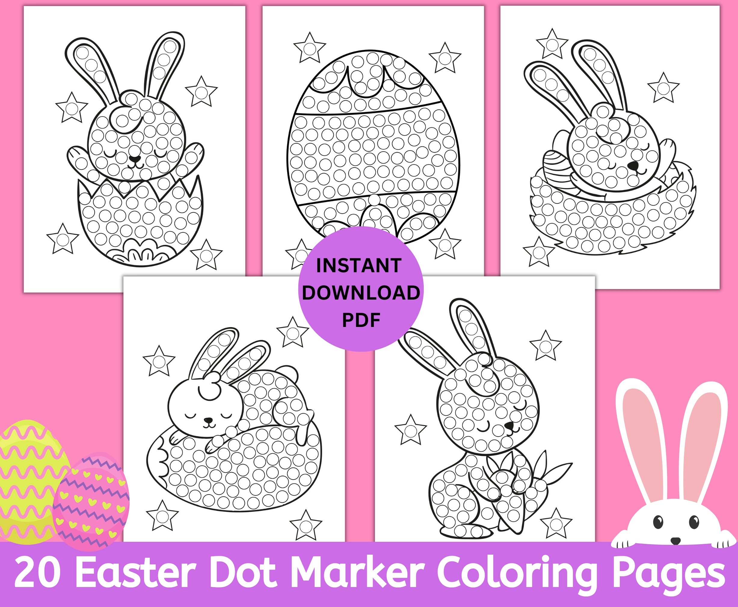20 Easter Dot Marker Activity Pages Printable Easter Do a Dot - Etsy