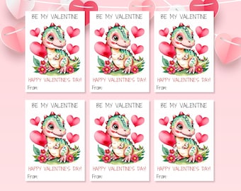 DINOSAUR VALENTINE CARDS, Printable Dinosaur Valentine Cards for Kids ...