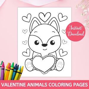Valentine Animals Coloring Pages, Printable Valentine Coloring Pages ...