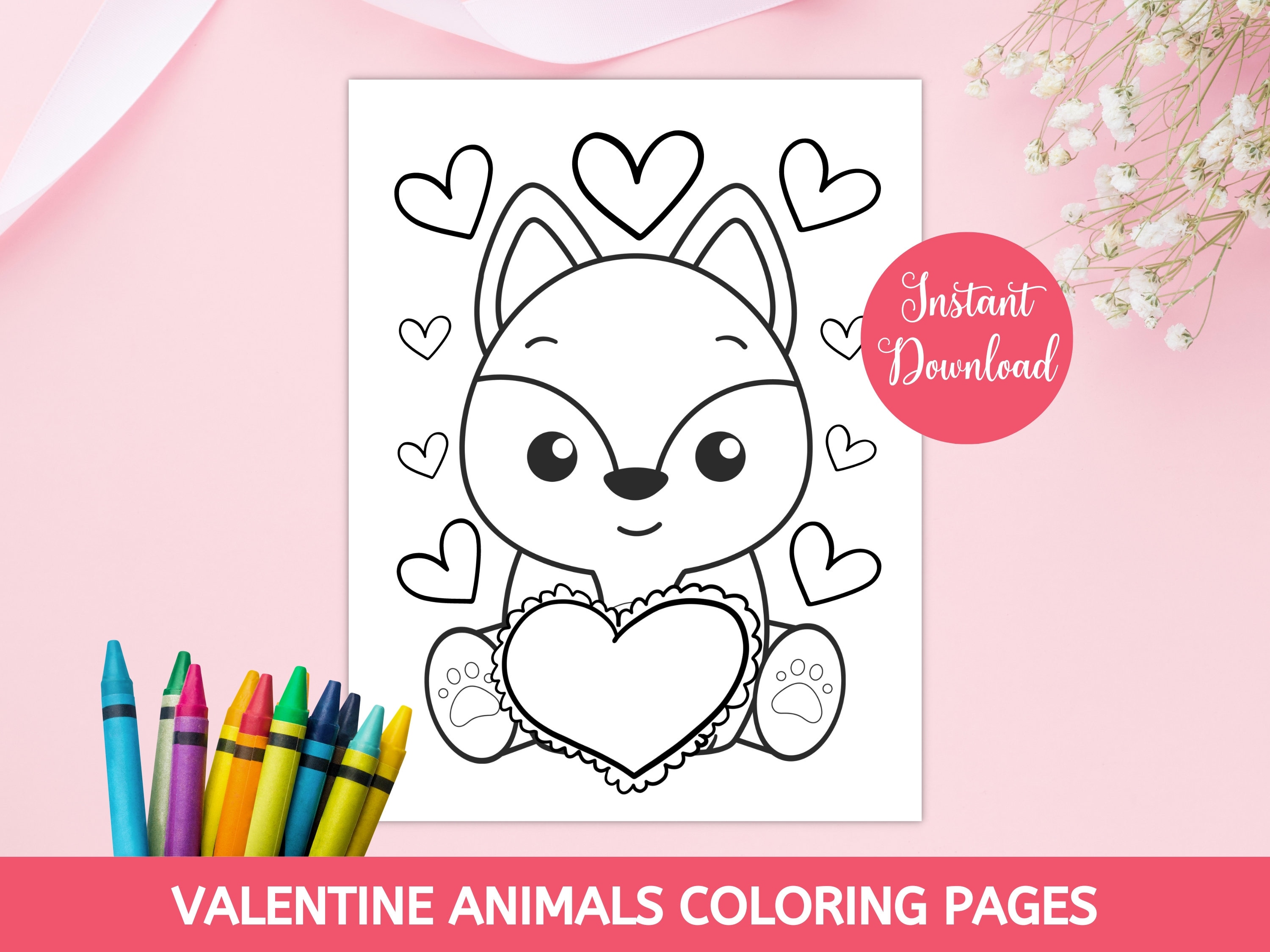Valentine Animals Coloring Pages, Printable Valentine Coloring Pages ...