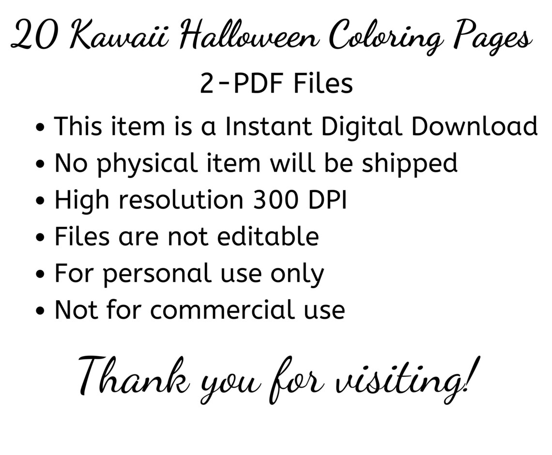 20 Kawaii Halloween Coloring Pages for Kids Printable - Etsy